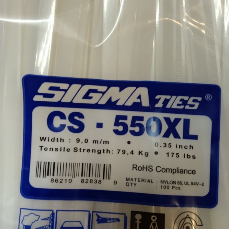 Jual kabel ties sigma CS-550XL putih 55cm lebar 9,0 mm | Shopee Indonesia