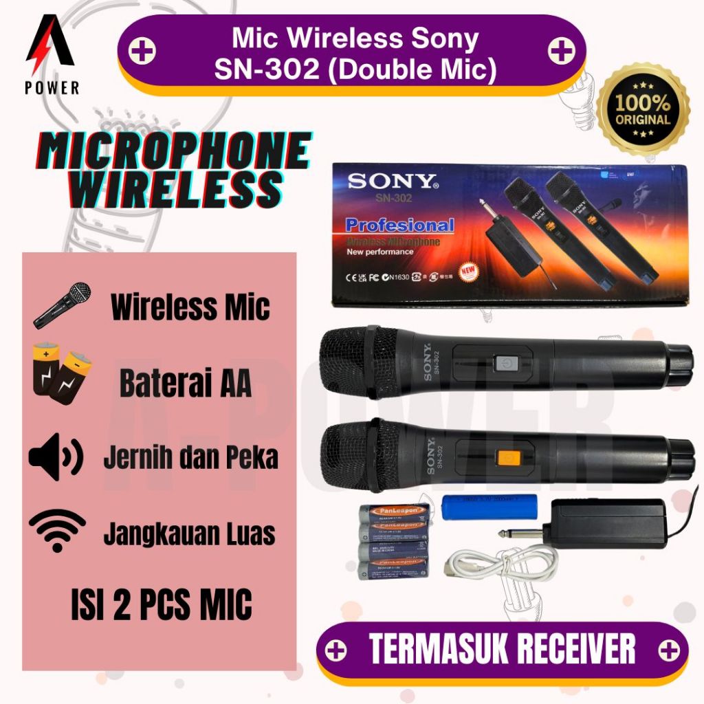 Jual Mic Wireless Sony SN-302 (Double Mic) | Shopee Indonesia