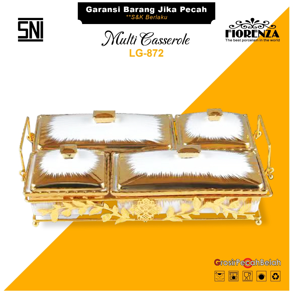 Jual Wadah Saji Casserole Basi Set Motif Gold Fiorenza LG-872 | Shopee Indonesia