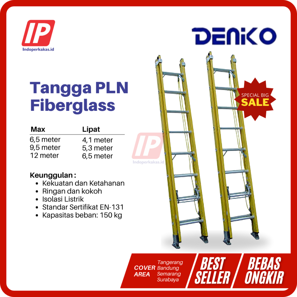 Jual Tangga Fiberglass PLN Denko Tinggi 6,8 - 12 Meter | Shopee Indonesia