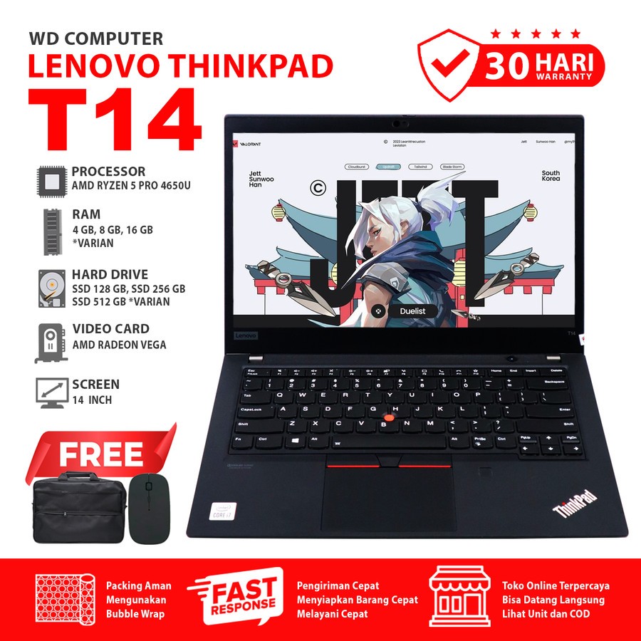 Jual Lenovo Thinkpad T14 Gen 1 AMD Ryzen 5 Pro 4650U I Ram 32 Gb Ssd 1 ...