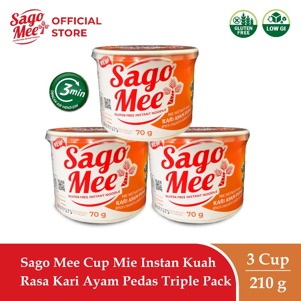 Jual Sago Mee Gluten Free Mie Instan Cup Kuah Rasa Kari Ayam Pedas 70g ...