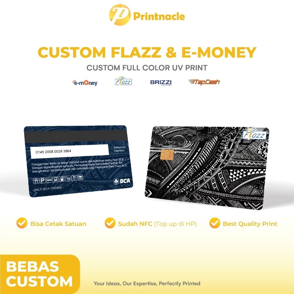 Jual Kartu FLAZZ GEN 2 E toll Bca Custom Print Uv / 2 sisi | Shopee ...