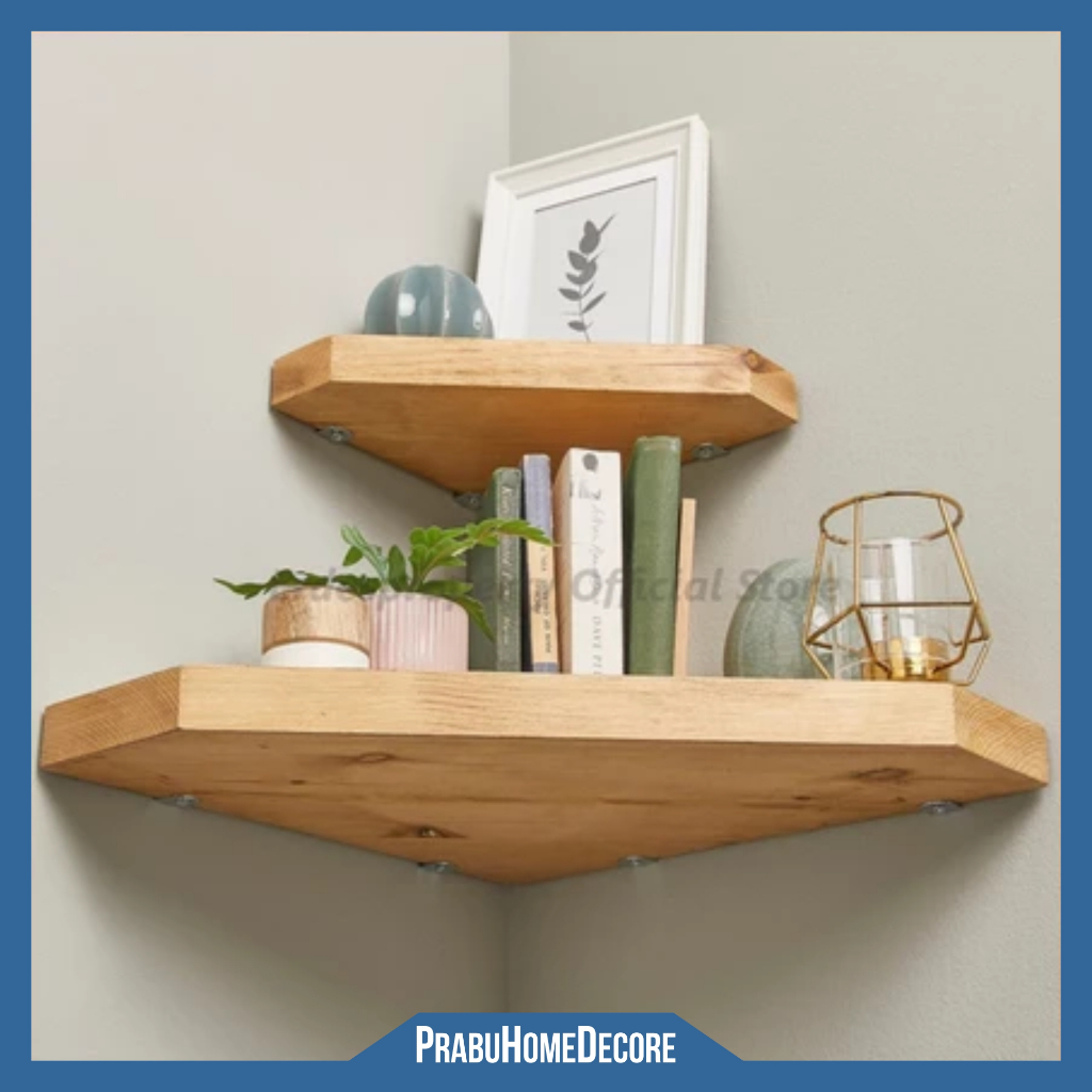 Jual Ambalan Mini Rak Sudut Kayu Dinding Layer Holder Rak Pojok Dinding ...