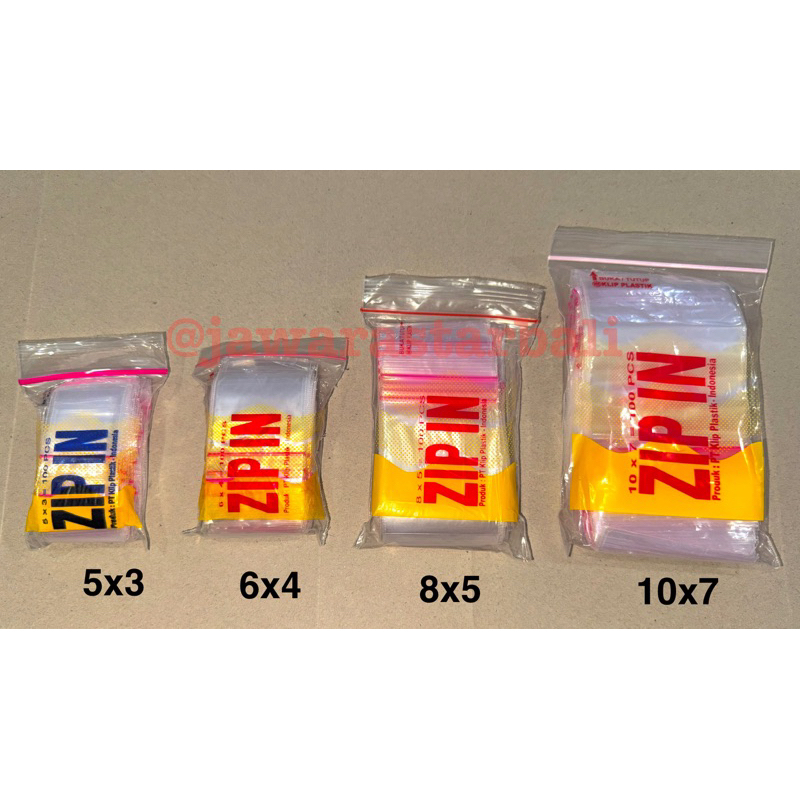 Jual Plastik Klip Kecil ZIP IN 100 pcs / Ziplock / Zipper 5x3 6x4 8x5 ...