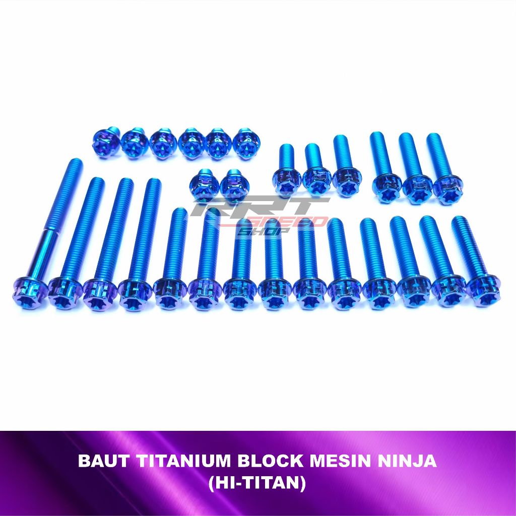 Jual RRT HI-TITAN BAUT TITANIUM BLOCK MESIN SET KANAN KIRI NINJA R RR ZX150 KR KRR RX KING RXK ...
