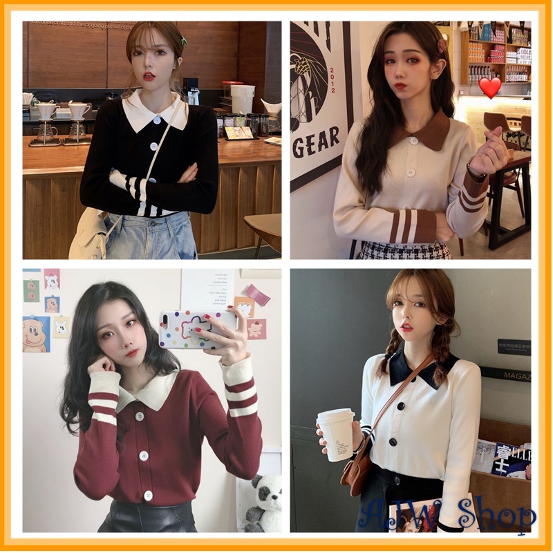 Jual AJW Atasan Wanita Lengan Panjang Korean Style Kekinian Rajut Tebal Oversize XBE | Sweater ...