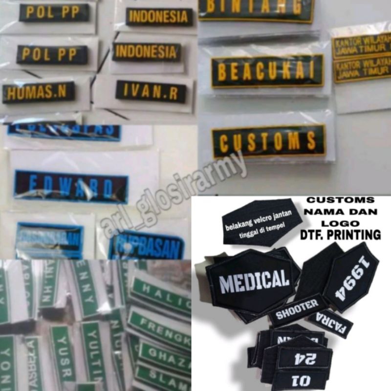 Jual PATCH RUBBER DAN DTF PRINTING DESAIN NAMA DAN CUSTOMS LOGO ...