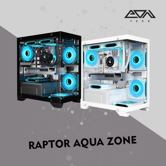 Jual RAPTOR AQUA ZONE PC Gaming Case | Casing Micro ATX (Black/White ...