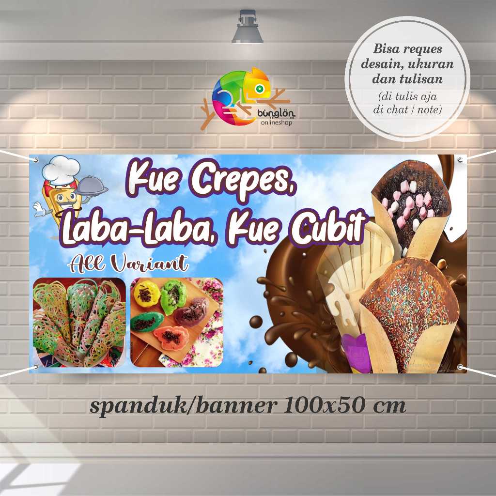 Jual Cetak Spanduk Banner Kue Crepes Dan Kue Cubit | Shopee Indonesia