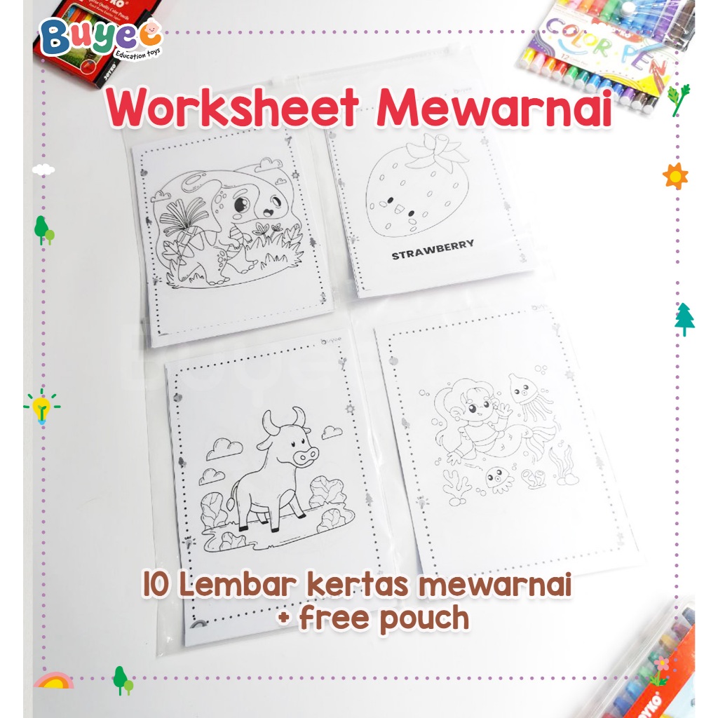 Jual Buyee Gift - Worksheet Mewarnai Kertas Mewarnai Ukuran A5 Murah ...