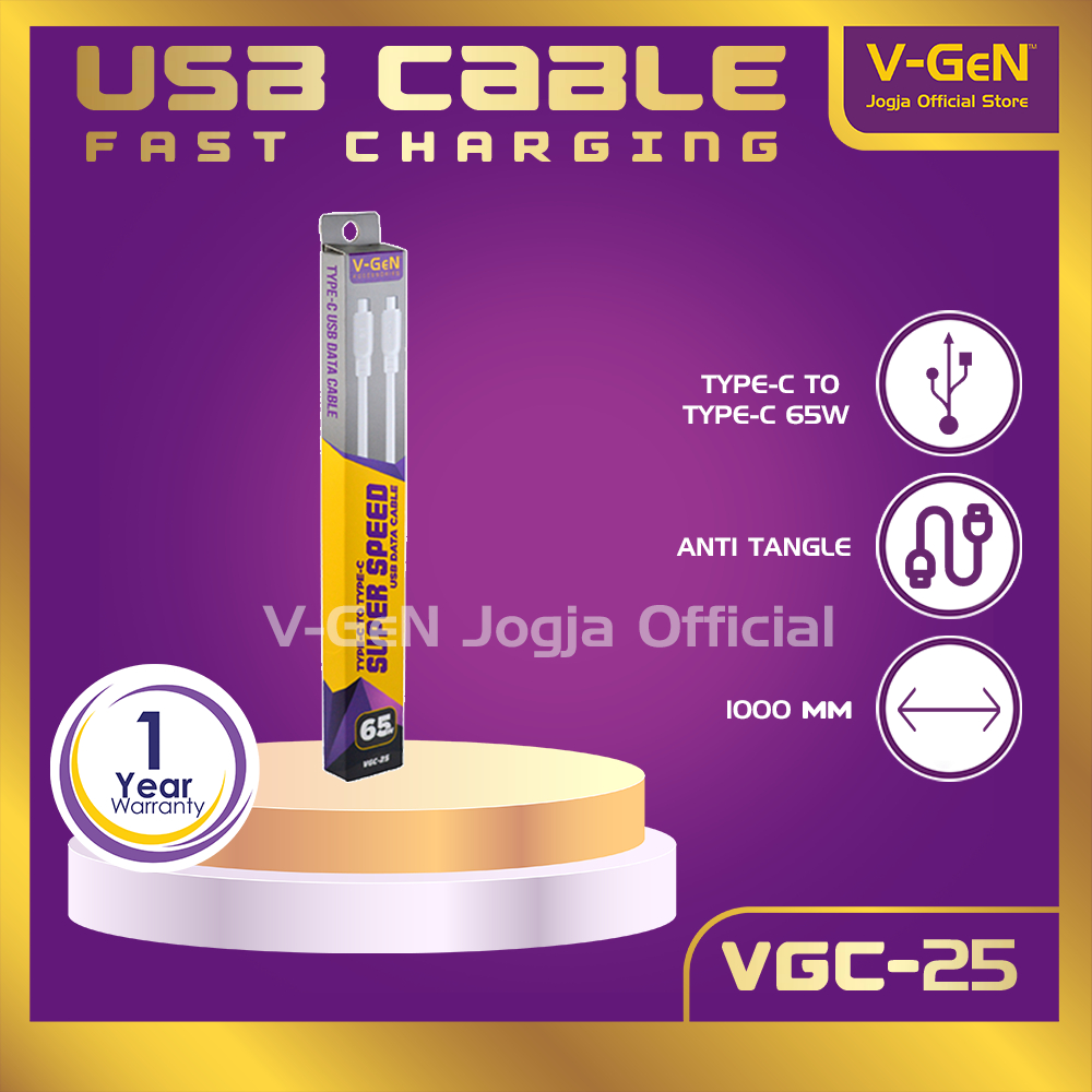 Jual Kabel Type C to Type C V-GeN VGC-25 QC4.0+ PD 65W Fast Charging 1 ...