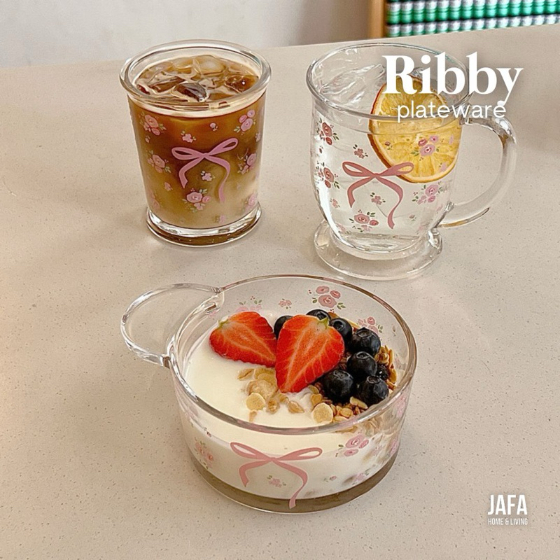 Jual [JAFA] RIBBY Mangkuk Gelas Pita Bunga Lucu Estetik Cute Ribbon ...