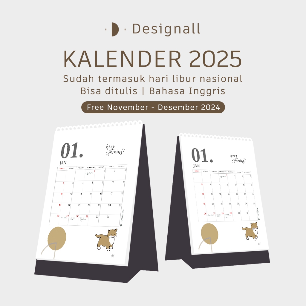 Jual Designall Kalender 2025 Aesthetic Meja / Kalender Duduk Spiral ...
