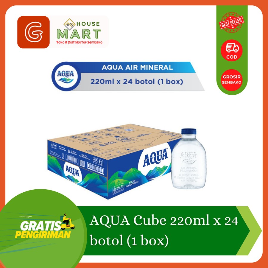 Jual AQUA MINI BOTTLE CUBE 220 ML 1 DUS (24 BOTOL) / Air Minum Dalam Kemasan (AMDK) Botol Mini ...
