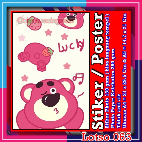 Jual Sticker Poster Lotso pink lucu cute Dekorasi stiker Vynil lukisan ...