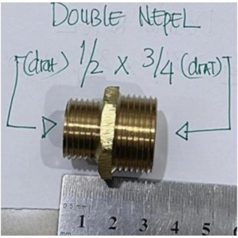 Jual double nepel Kuningan 1/2 inchi x 3/4 inchi reducer doubel dobel nipple brass Kuningan ...