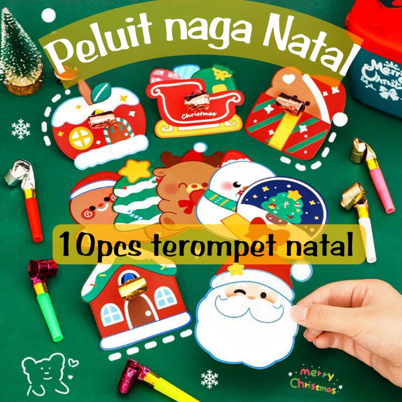 Jual 10pcs TEROMPET NATAL / PELUIT NAGA / PELUIT LIDAH TEMA CHRISTMAS ...