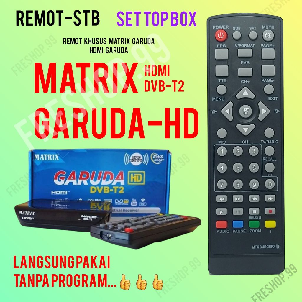 Jual Remot untuk matrix hd garuda dvb-t2 langsung pakai | Shopee Indonesia