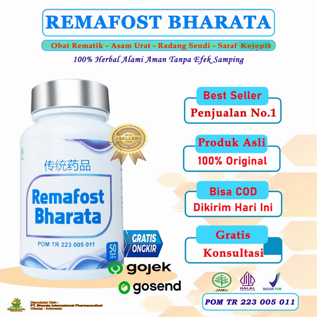 Jual Obat Herbal Rematik Asam Urat Nyeri Sendi Remafost Bharata 100% ...
