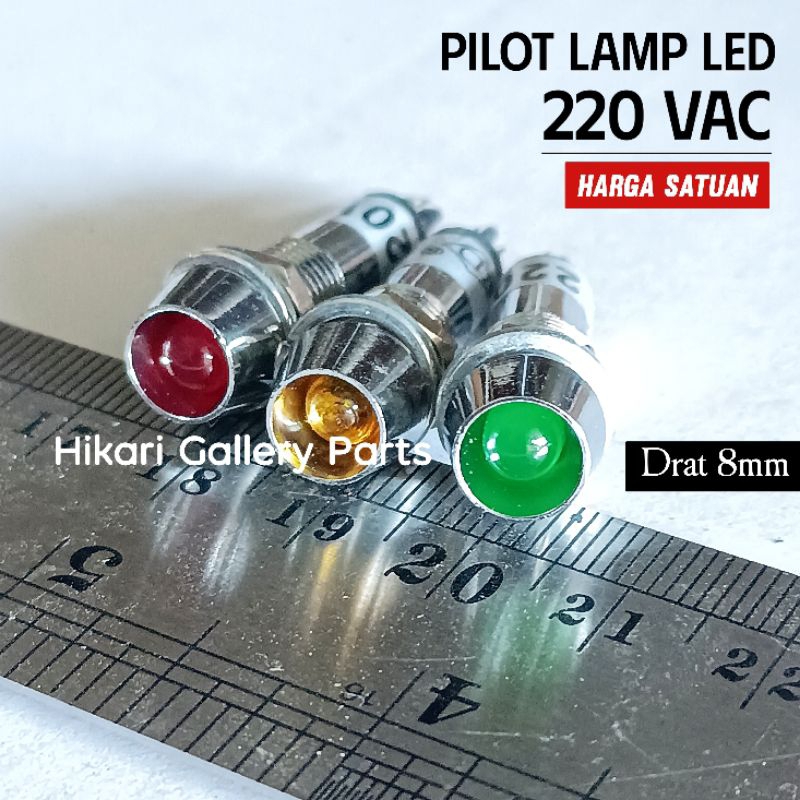 Jual 1 Buah PILOT LAMP LED 220 VAC 12V besi drat 8mm 220 volt AC Pilot ...