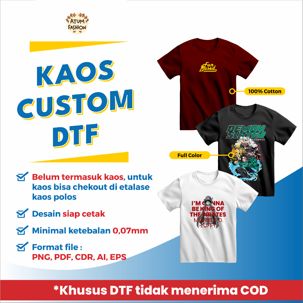 Jual Custom sablon dtf satuan custom kaos satuan | Shopee Indonesia