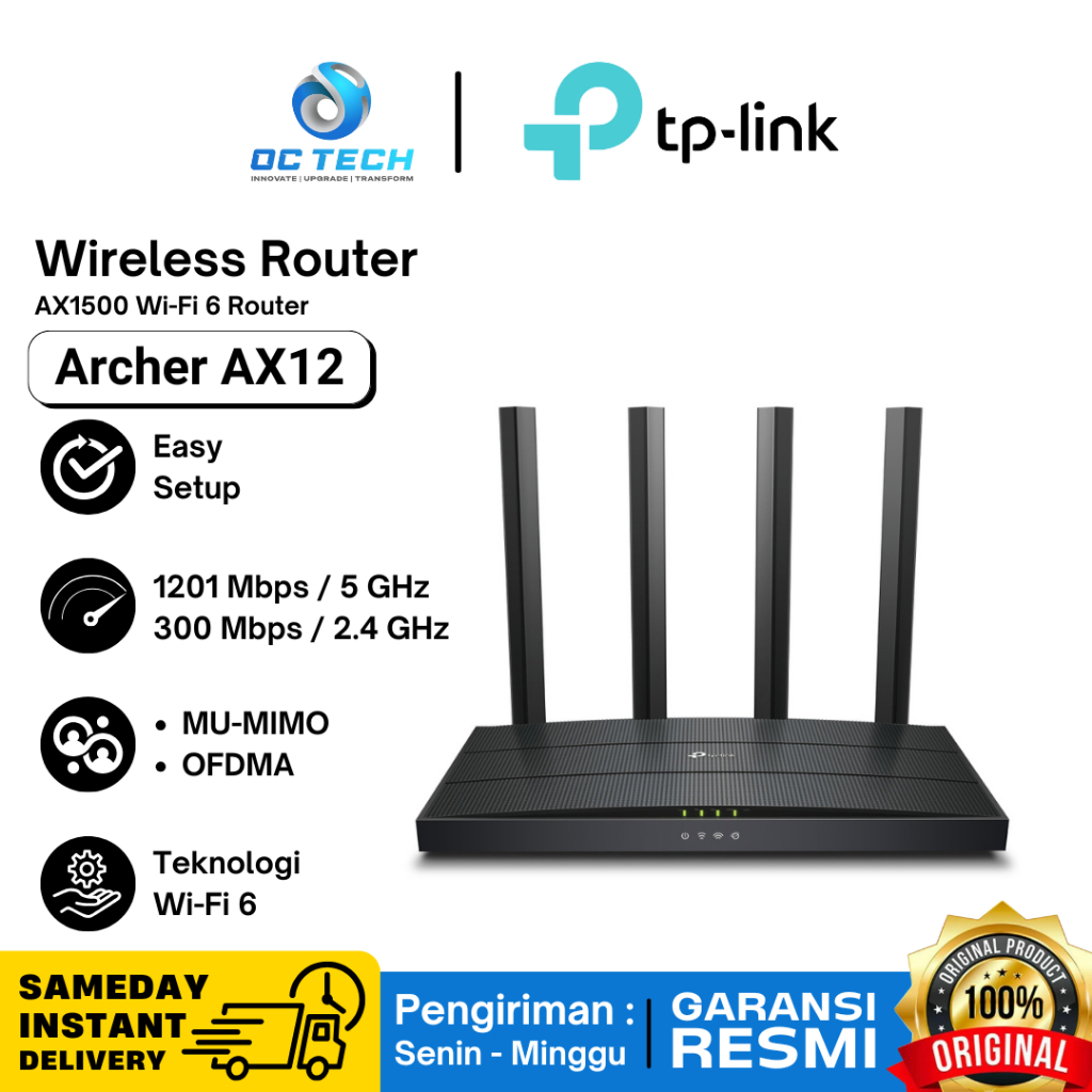 Jual TP-Link Archer AX12 WiFi 6 Router AX1500 tp link Router archer ...