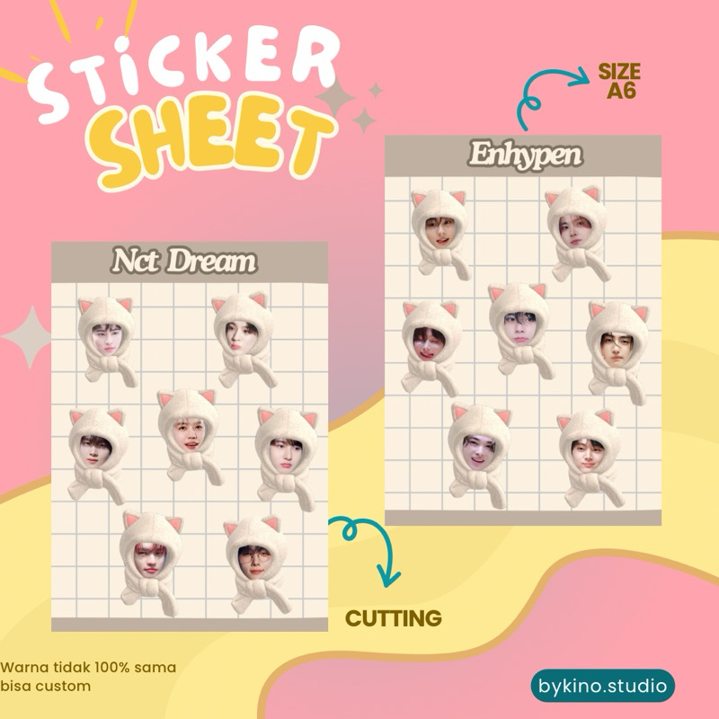 Jual Stiker Nct Dream Enhypen sticker lucu bear white pink sheet custom freebies kpop | Shopee ...