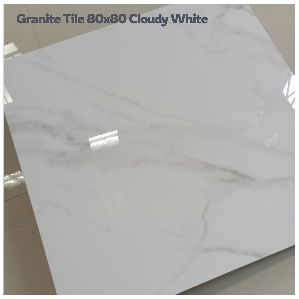 Jual Granit Tile 80x80 Putih Cloudy White Grade AAA Tebal Glaze ...