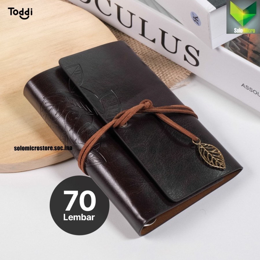 Jual Buku Catatan Binder Kulit Retro Leaf Kertas B7 BSD666 Coffee ...