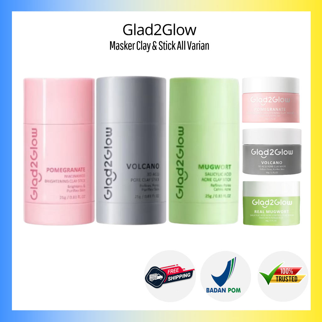 Jual Glad2Glow Volcano Clay Mask and Mugwort Salicylic Acid Masker Wajah Face Cleansing Anti ...