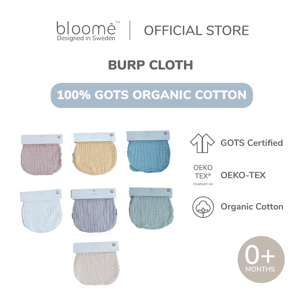 Jual BLOOME – Baby Muslin Burp Cloth | 100% Gots Organic Cotton Kain ...