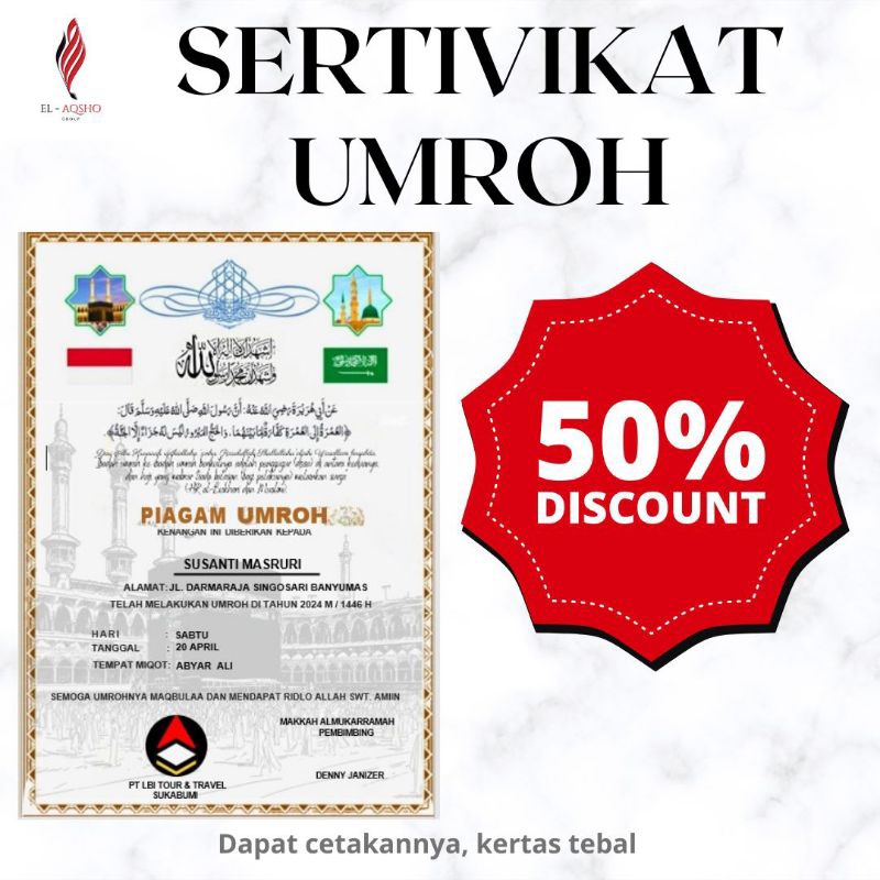 Jual sertifikat umroh (Kertas tebal) | Shopee Indonesia