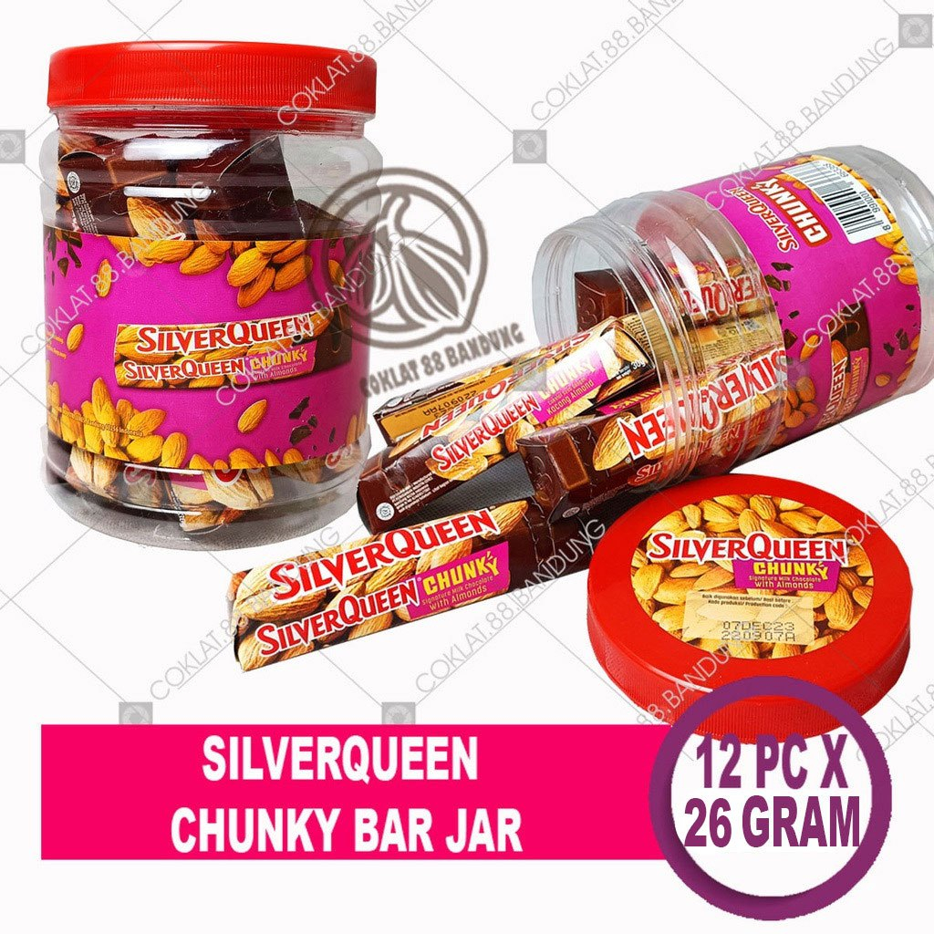 Jual SilverQueen Chunky Bar Mini 26gr 1 Jar/Box Isi 12 PCS Rasa Coklat ...