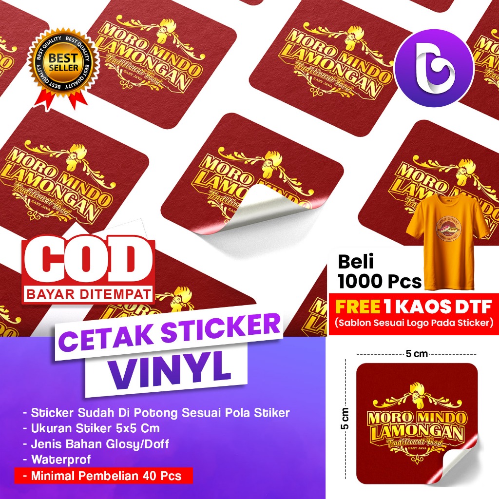 Jual CETAK STICKER VINYL CUTTING UK 5x5CM | Shopee Indonesia