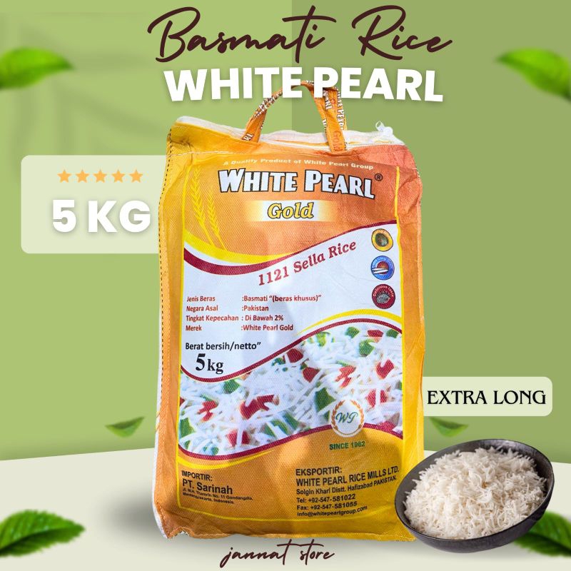 Jual BERAS BASMATI WHITE PEARL KARACHI PAKISTAN BASMATI RICE 5KG ...
