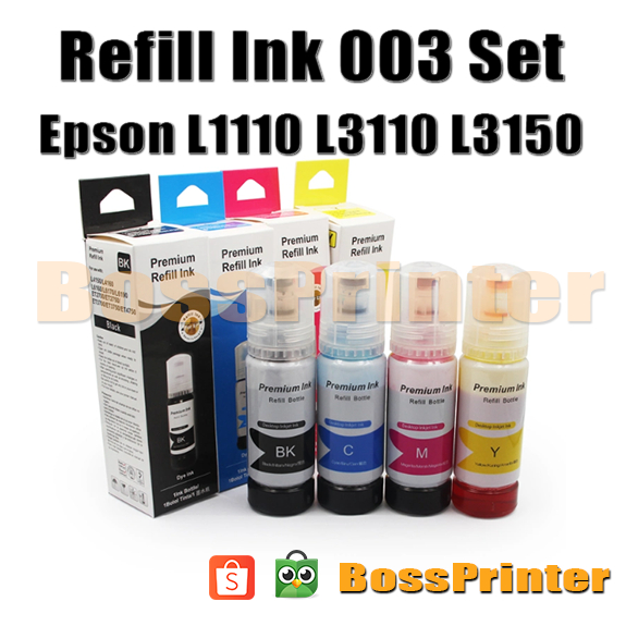 Jual Refill Tinta Premium Ink 003 SET Printer Epson L1110 L3110 L3150 L ...