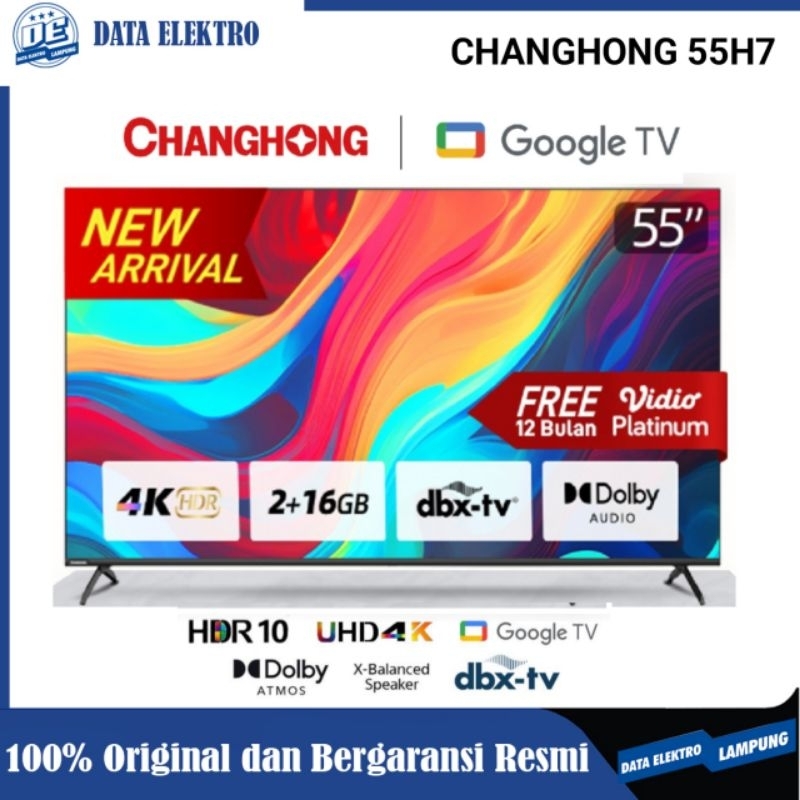 Jual Changhong Android Google TV 55 inch UH55H7 - Netflix/Youtube ...