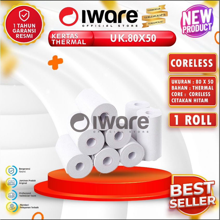 Jual Kertas Thermal Continouse 80x50mm ECER Dan Pack 10 Roll Printer ...