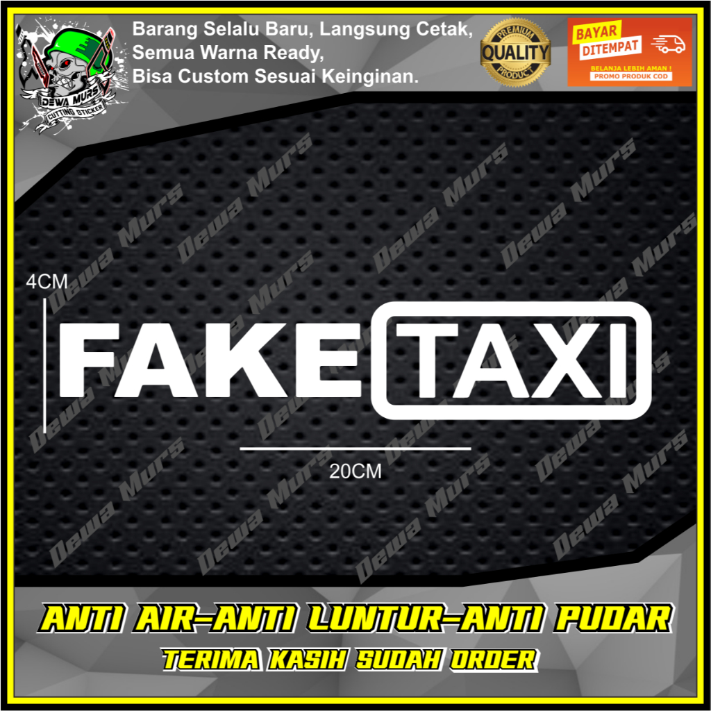 Jual Cutting Sticker FAKE TAXI Sticker Cocok Buat Motor Dan Mobil ...