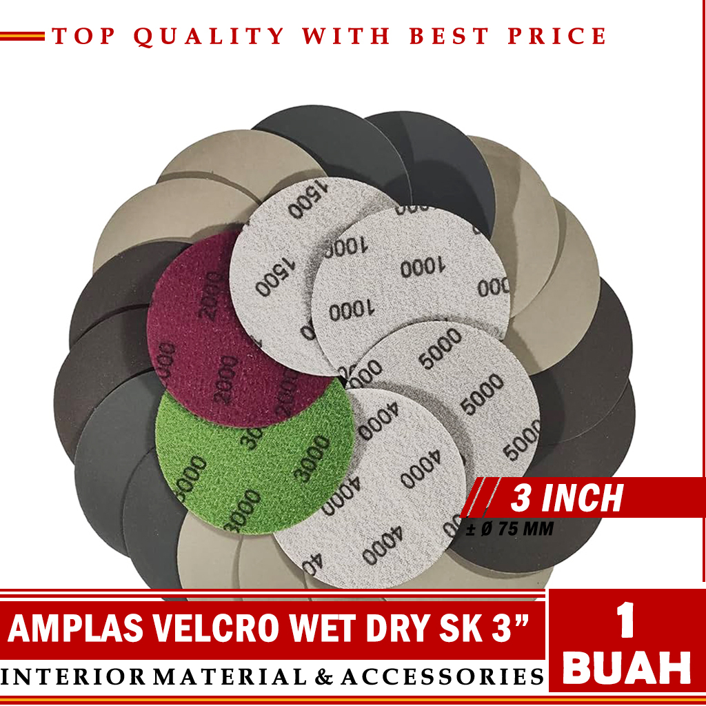 Jual Amplas Tempel Velcro Bulat Silikon Karbida Wet Dry 3 Inch 75 mm ...