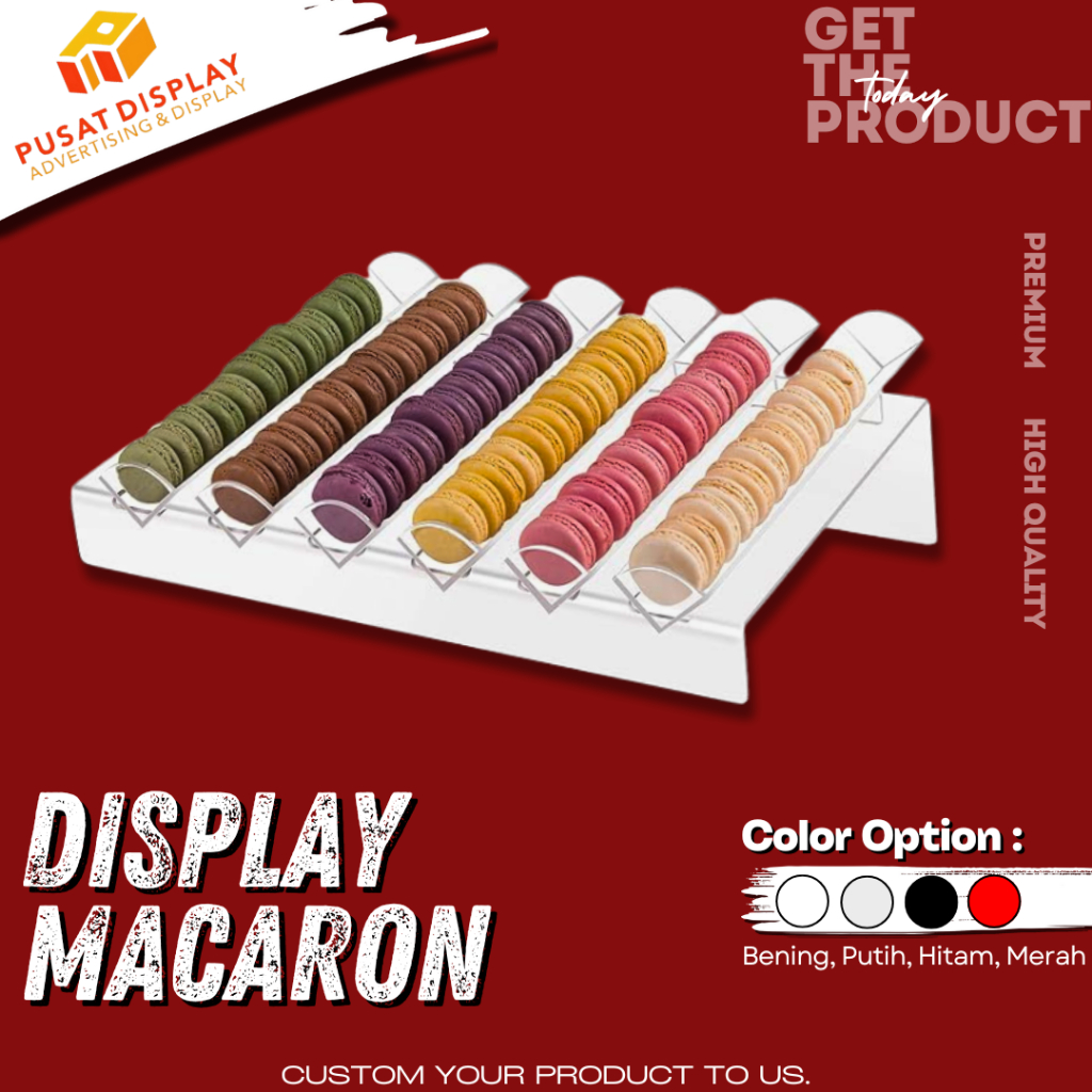 Jual Akrilik Display Kue Kering Macaron /Rak Display Makanan / Rak ...
