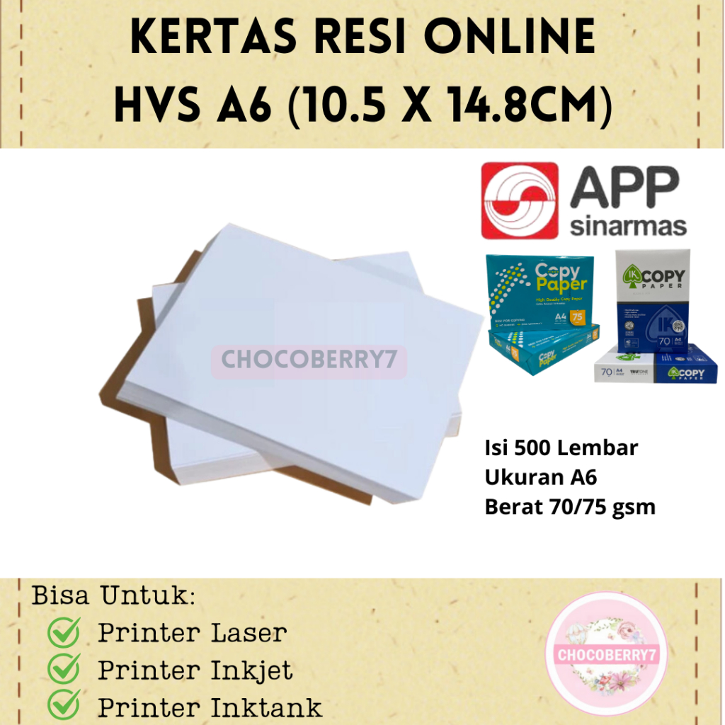 Jual Kertas HVS A6 Resi 500 Lembar 70gram 75gram Resi Online A6 1rim ...