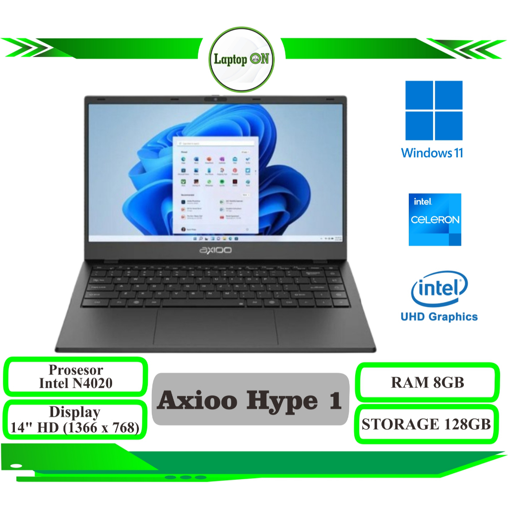 Jual AXIOO Mybook HYPE 1 Intel N4020 RAM 8GB SSD 128GB W11 Home Grey ...