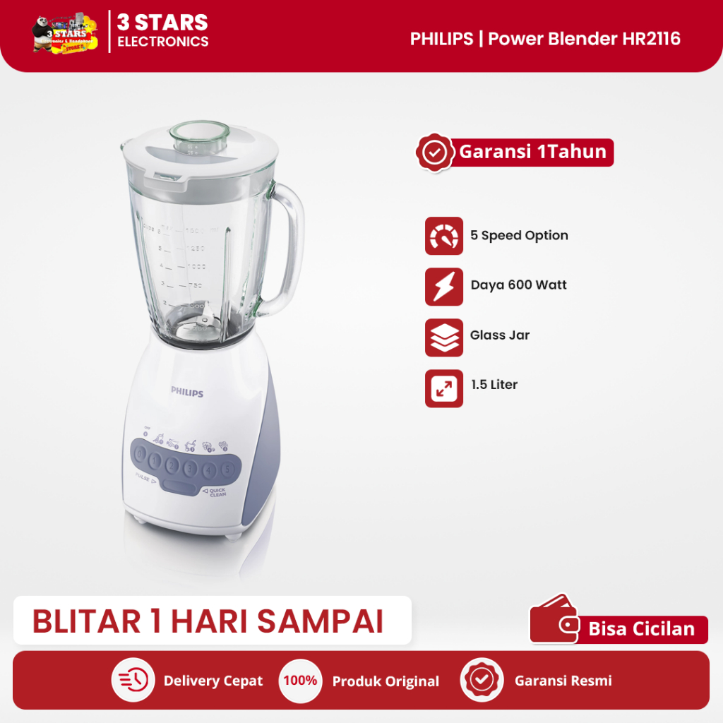 Jual BLENDER PHILIPS 2 IN 1 HR 2116 / HR2116 [ 2 LITER / KACA / 600 ...