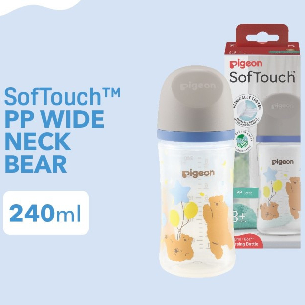 Jual PIGEON Botol BPP Wide Neck 240ml Beruang w/ Softouch Nipple | Shopee Indonesia