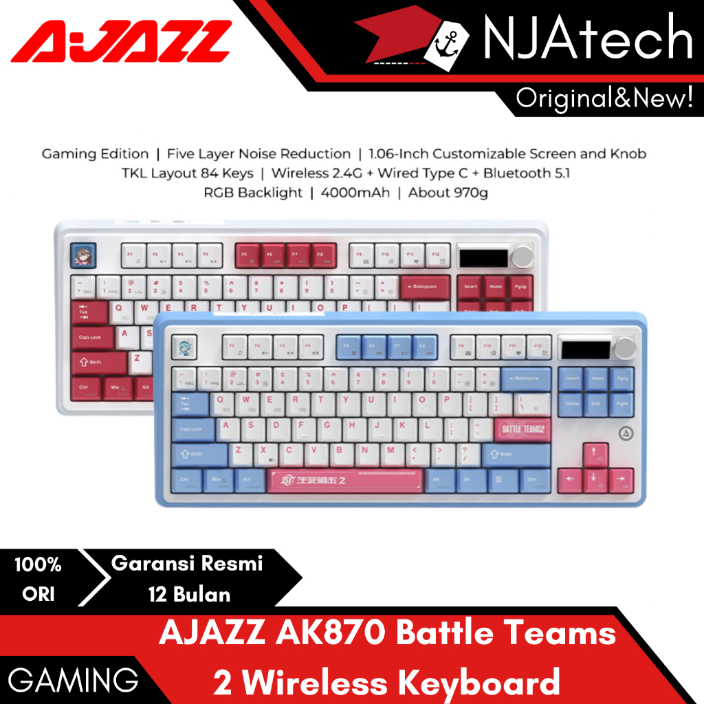 Jual Ajazz AK870 Battle Teams 2 TKL Mechanical Keyboard Three Mode RGB ...