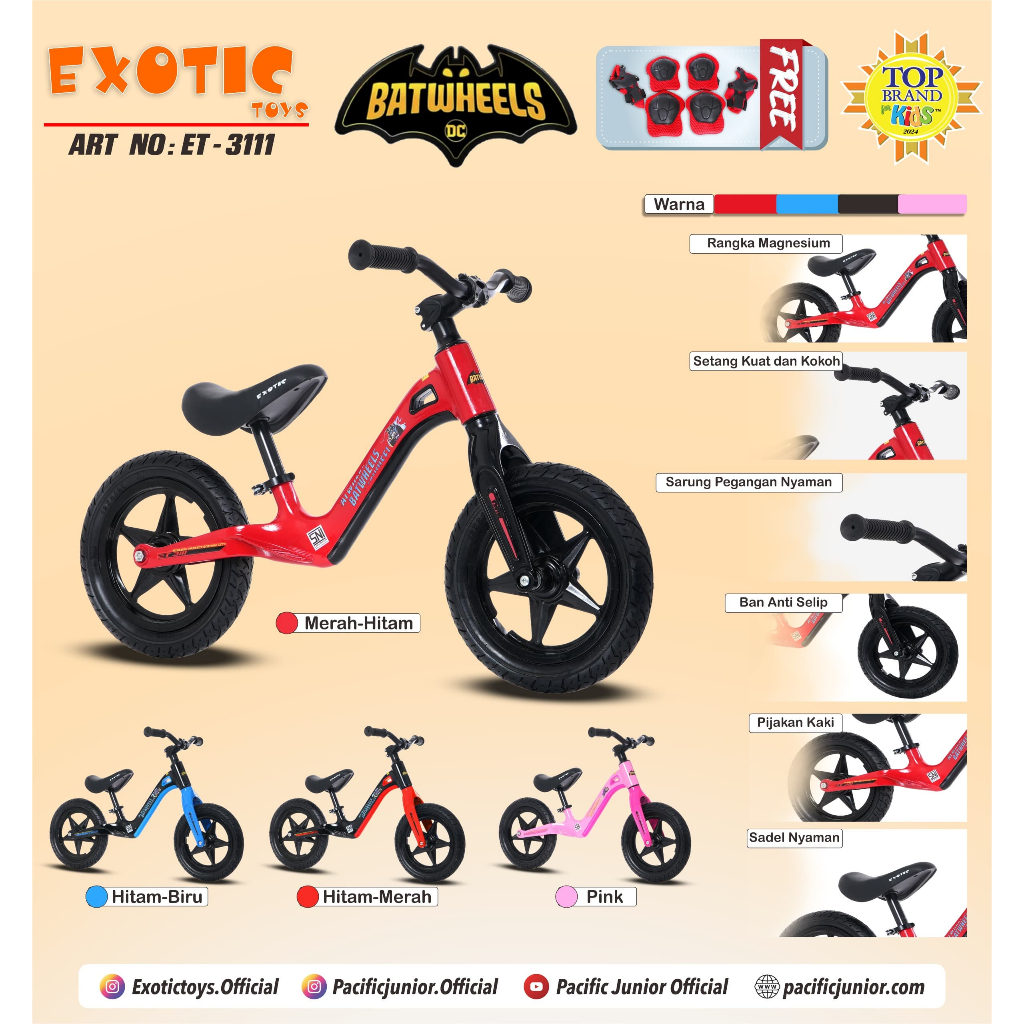 Jual BATAM Balance Bike Exotic Magnesium BATWHEELS Push Bike Sepeda ...