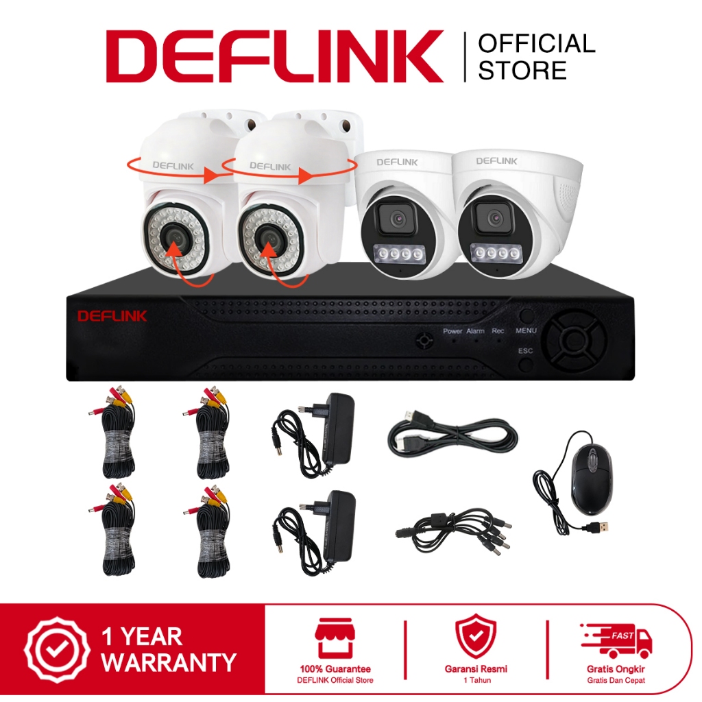 Jual DEFLINK XIHANCAM Paket CCTV Analog 4CH 4 Kamera DVR 1080P Full HD ...