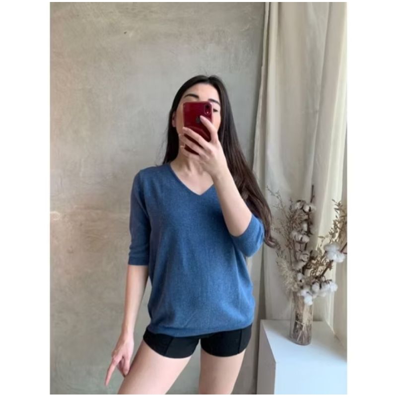 Jual KNITT SWEATER RAJUT VNECK//SWEATER RAJUT//SWEATER RAJUT LENGAN ...